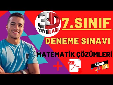 3D YAYINLARI 7. SINIF TÜRKİYE GENELİ-2 DENEME SINAVI MATEMATİK ÇÖZÜMLERİ TEK PART(1-20)#3d