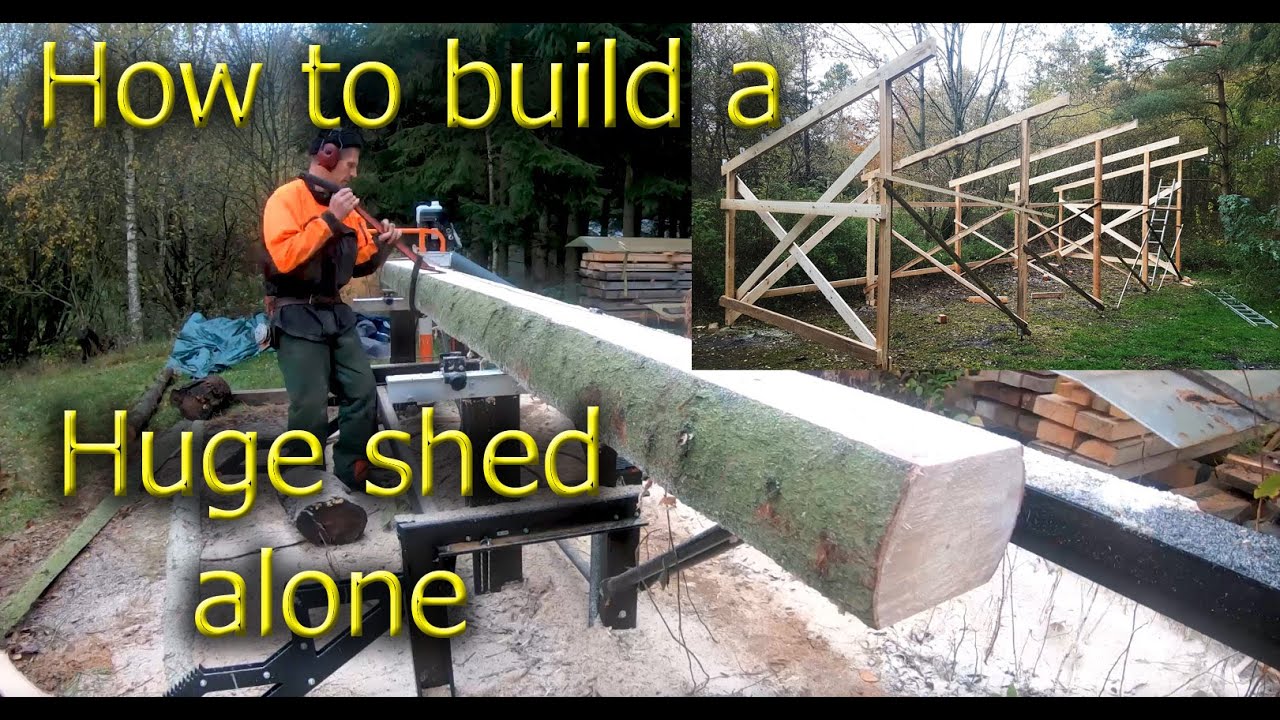 How to build a huge shed by yourself. A logging, sawing and building ...