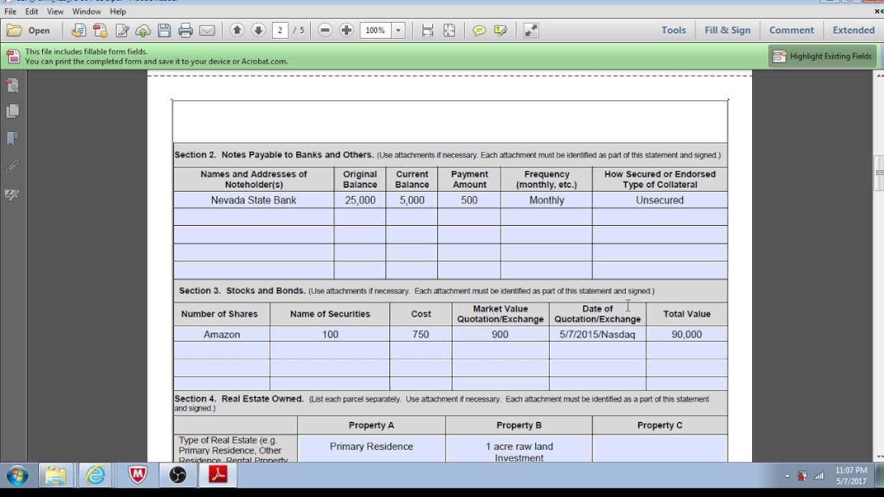 SBA Loan - Preparing Personal Financial Statement - YouTube