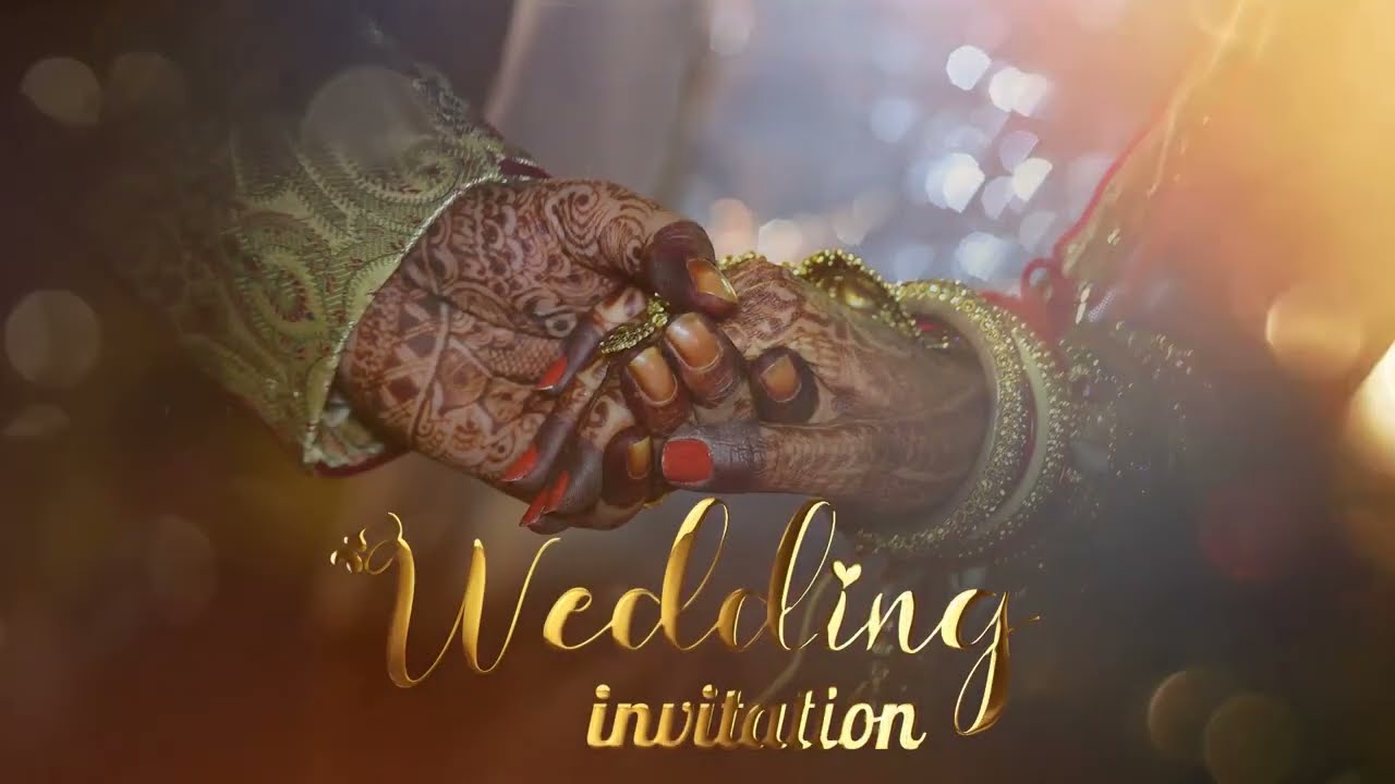 Golden Wedding Invitation Video Card | Motion Graphics video invitation ...