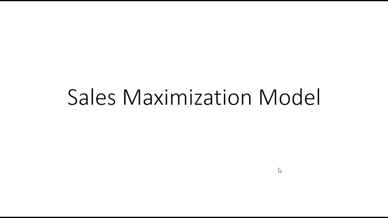 Sales Maximization Model - YouTube