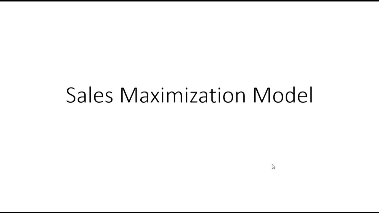 Sales Maximization Model - YouTube