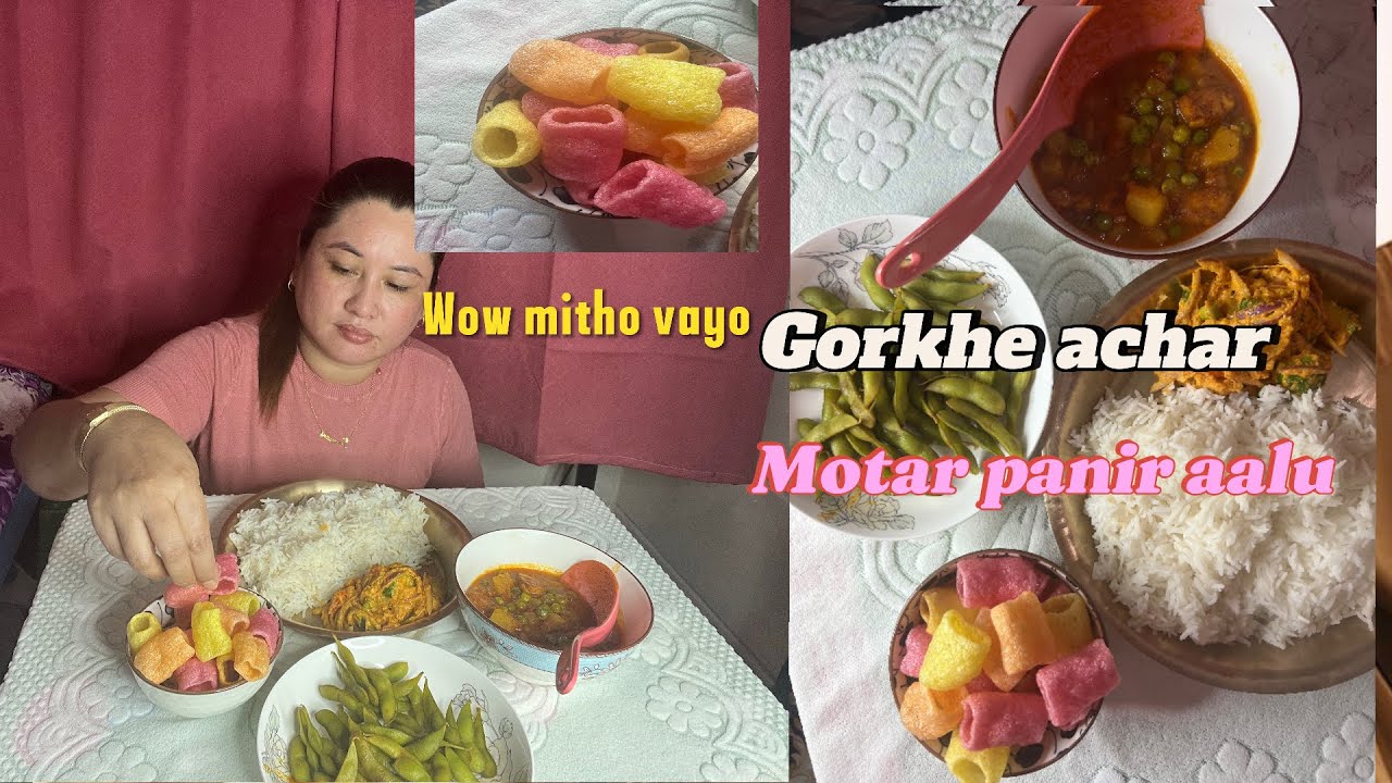 Matar aalu panir #gorkhe achar #sadeko hariyo vatta & dhumro furako ...