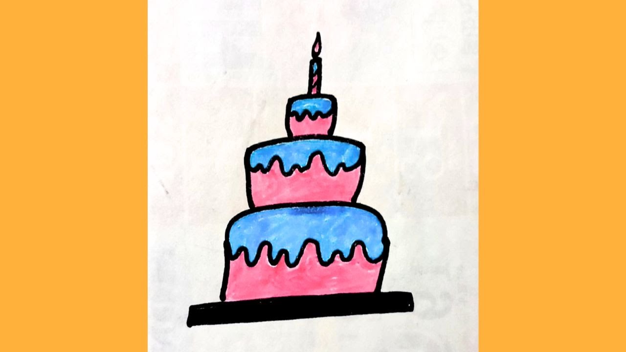 How to draw a 3 layer birthday cake/Cake Drawing Easy - YouTube
