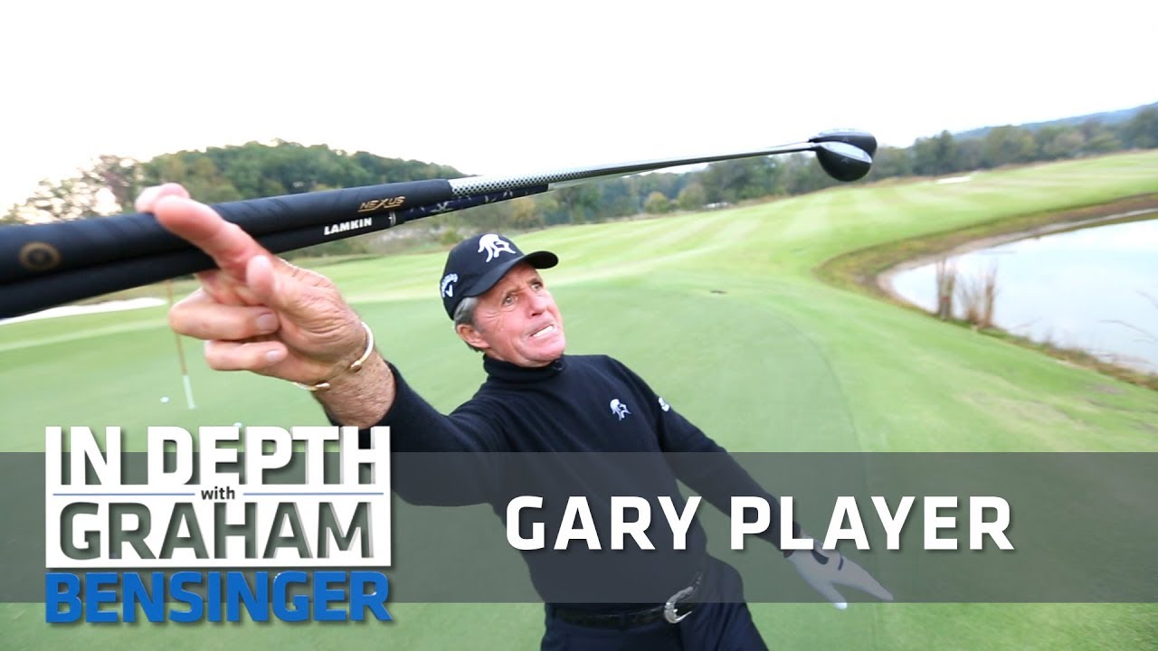Gary Player gives reporter lessons on the course - YouTube