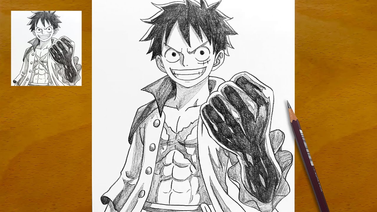 How to Draw Luffy Step by Step || One Piece Anime Sketch || Luffy Gear ...