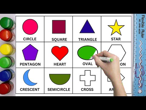 Learn Shapes and colors | Circle, Square, Triangle, Star, Pentagon, Heart, Oval, Hexagon, Crescent,