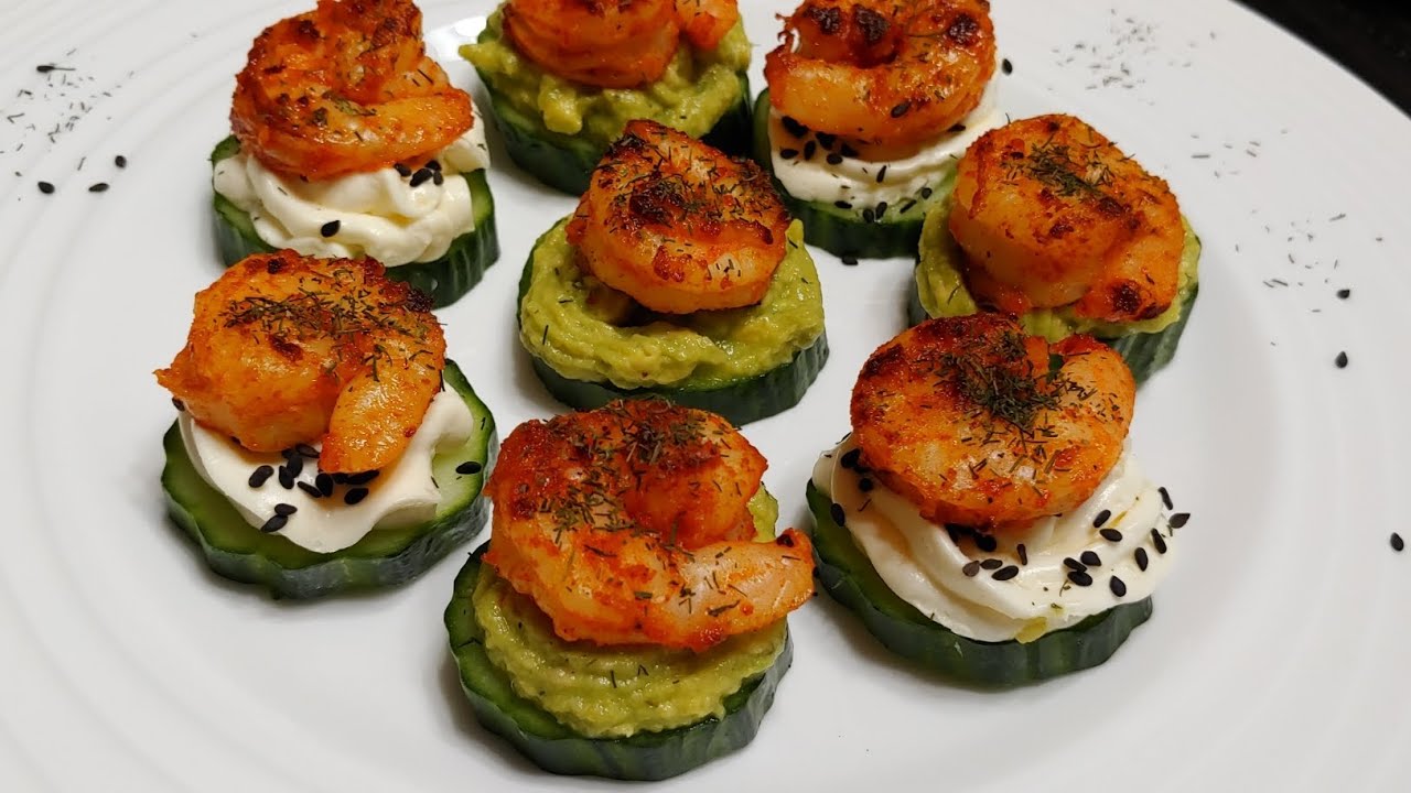 CUCUMBER BITES WITH SHRIMP, AVOCADO AND CREAM CHEESE | SHRIMP APPETIZER ...