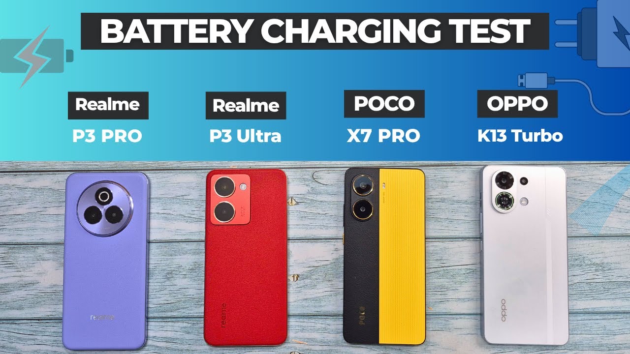 BATTERY CHARGE TEST | Realme P3 Pro vs Realme P3 Ultra vs POCO X7 Pro ...