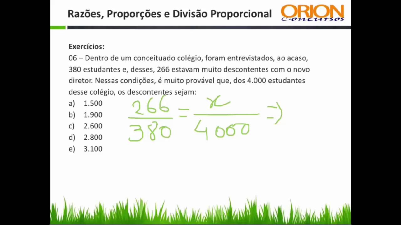 🔴 Aula 17 - Razões Proporções e Divisão Proporcional - Exercícios ...