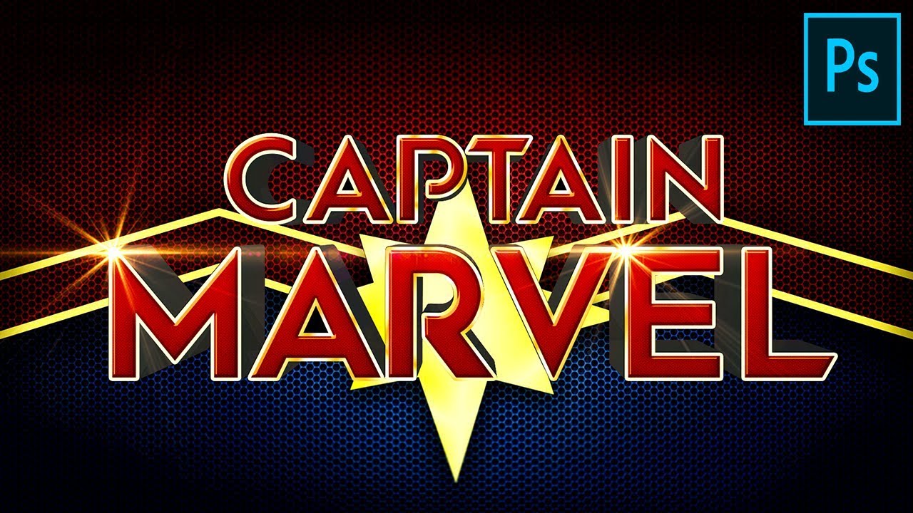 CAPTAIN 👻 MARVEL👻 efecto de texto en ☀PHOTOSHOP☀ (ESTILO) 2020 - YouTube
