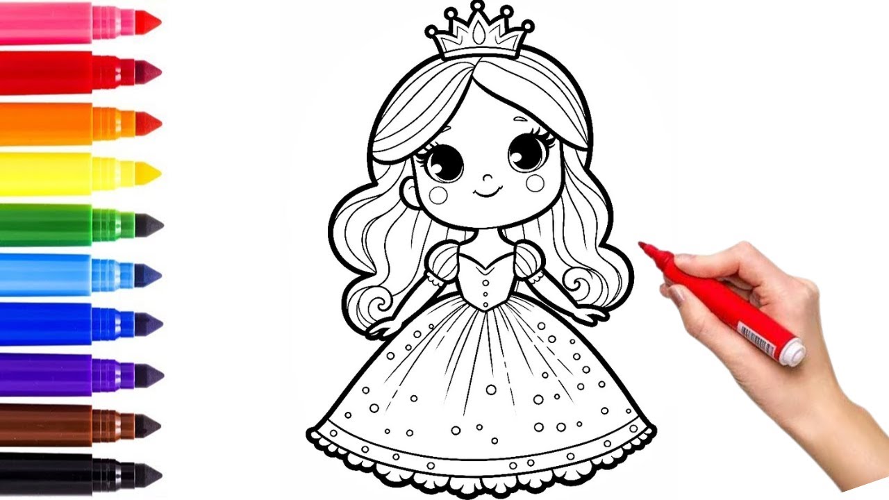 How to Draw a Beautiful Princess | Drawing and Coloring - YouTube