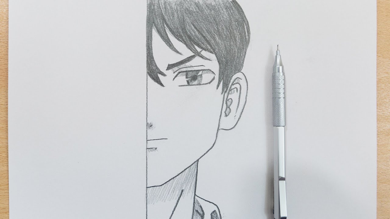 Half Sketch Drawing Of Face