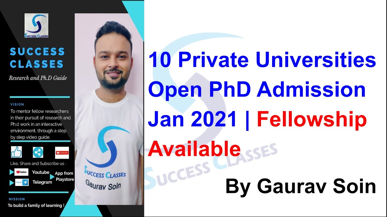 10 Private Universities Open PhD Admission Jan 2021 | Fellowship ...