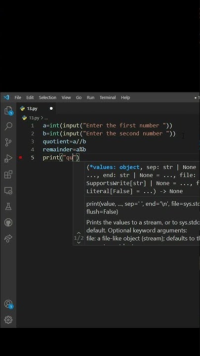 Pyhon program to read number print quotient and remainder #ytshorts # ...