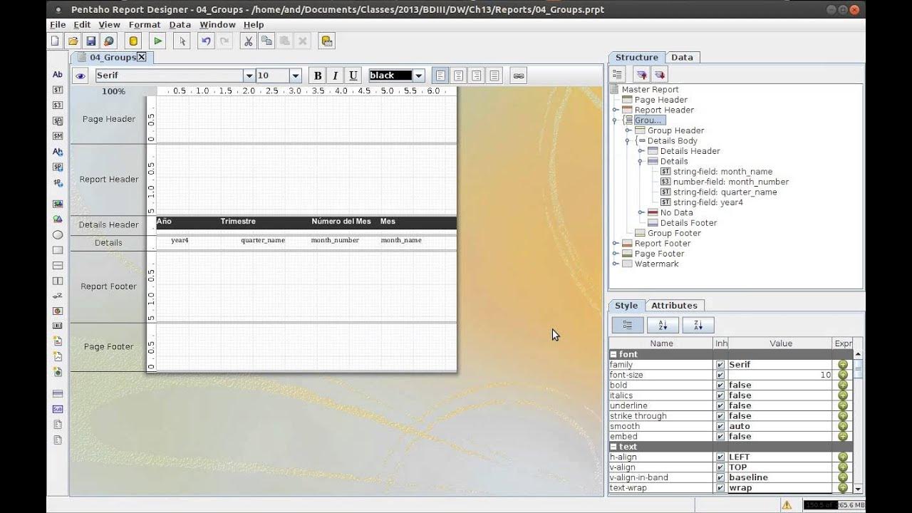 Creating reports with Pentaho Report Designer - Part 4: Adding Groups... - YouTube