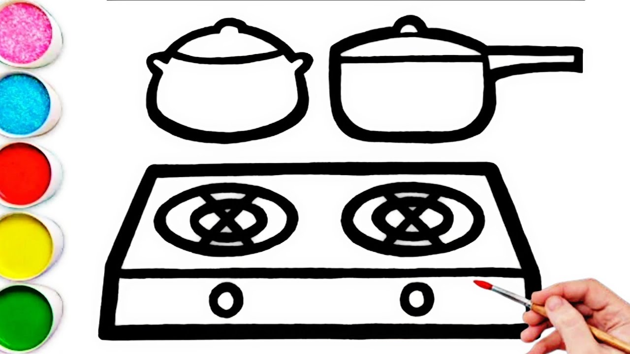 Cute Cooker Drawing, Painting & Coloring For Kids and Toddlers_ Kids ...