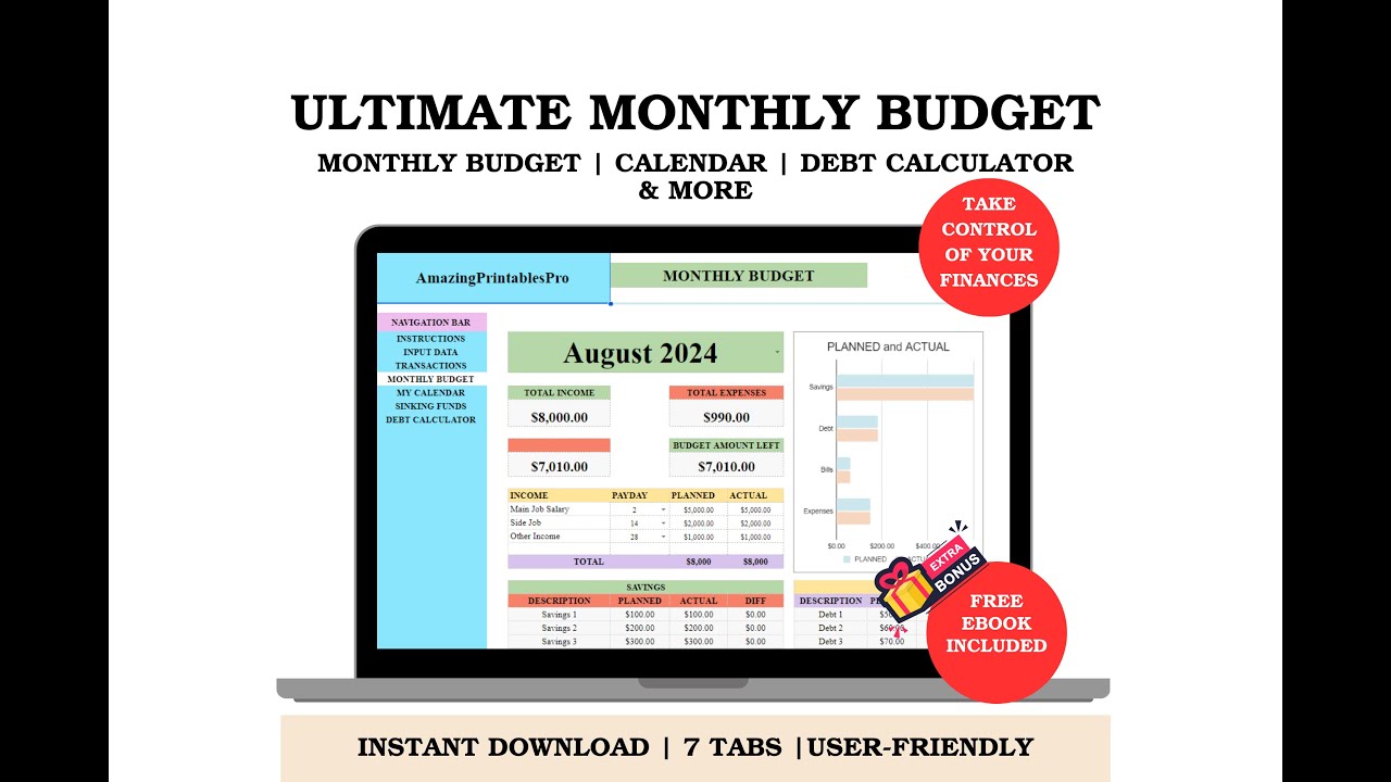 Monthly Budget Spreadsheet Tutorial - YouTube