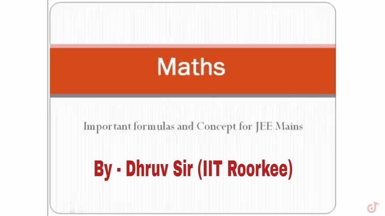 Important Formulas and Concept for JEE Mains and Advanced | Complete ...