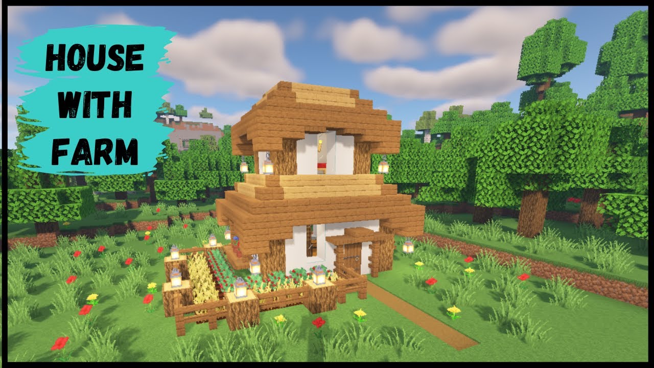 How to Build House with Farm in Minecraft || Minecraft House Tutorial ...