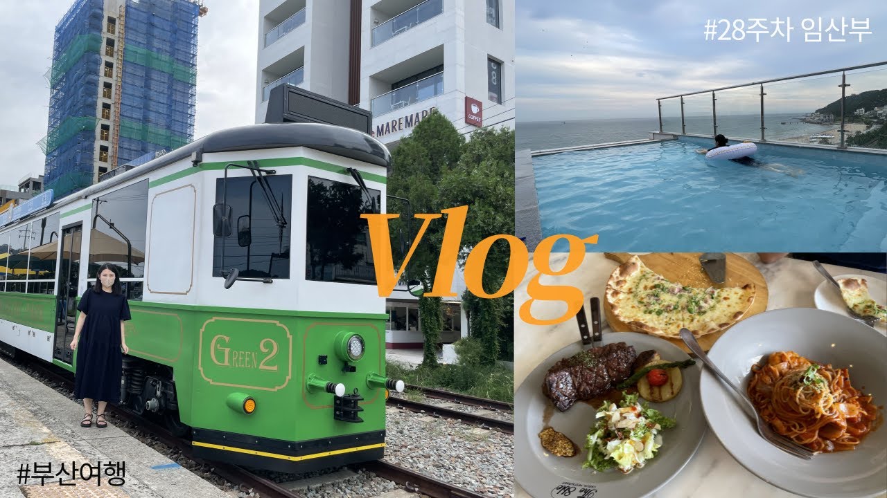 Vlog 이번에도 28주 임산부 브이로그😅ㅣ끝나지 않은 여름휴가 브이로그 3탄ㅣ부산여행 With 야옹이ㅣ송정 폴마레펜션ㅣ수영ㅣ바다열차ㅣ달맞이길ㅣ시댁까지 다녀온 알찬 2박