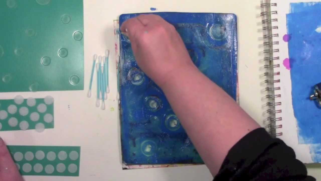 Gelli Printing with Circles on Homemade Tools with Carolyn Dube - YouTube