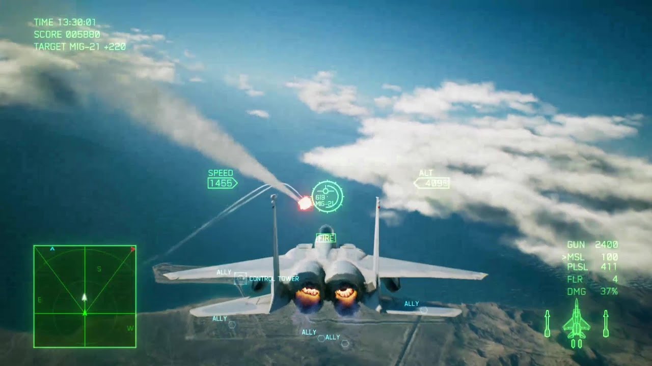 Ace Combat 7, Mission 5 in Ace Difficulty, F-15C with PLSL, Rank S ...