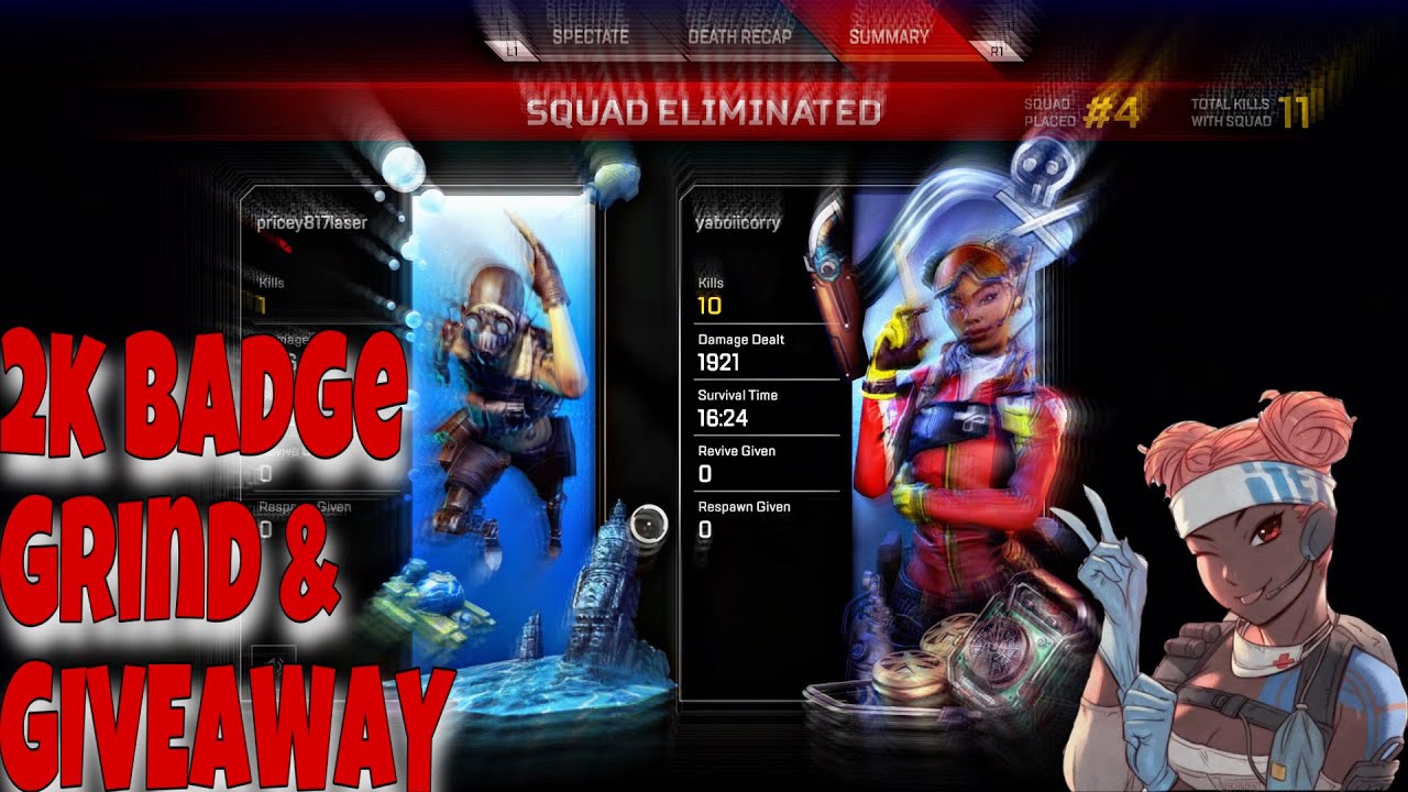 2k Badge Grind & 1,000 APEX COIN GIVEAWAY!! Apex Legends Live!!! - YouTube