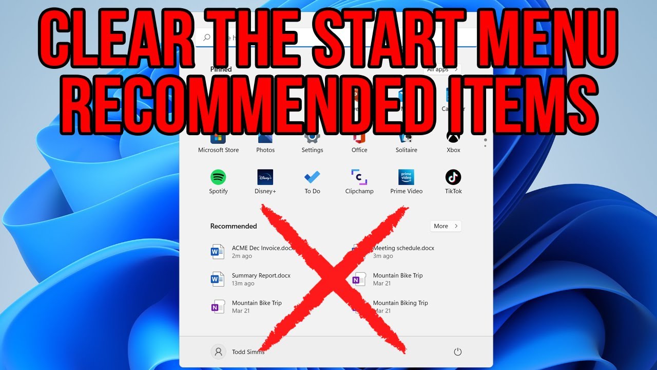 Clear the Windows 11 Recommended Start Menu Items - YouTube