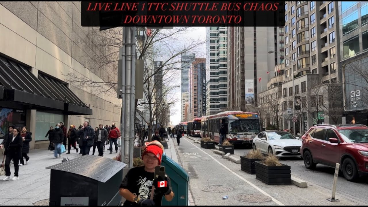 LIVE LINE 1 TTC SHUTTLE BUS CHAOS DOWNTOWN TORONTO - YouTube