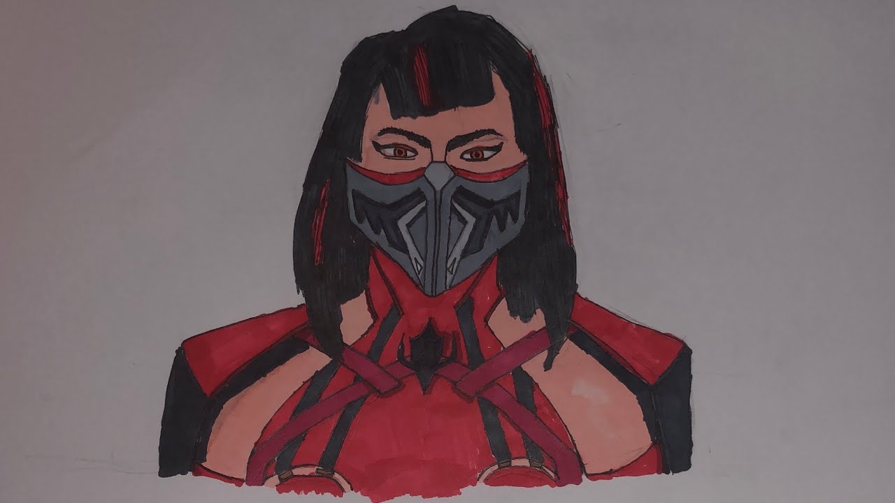 How to draw skarlet from MK11 (tutorial - YouTube