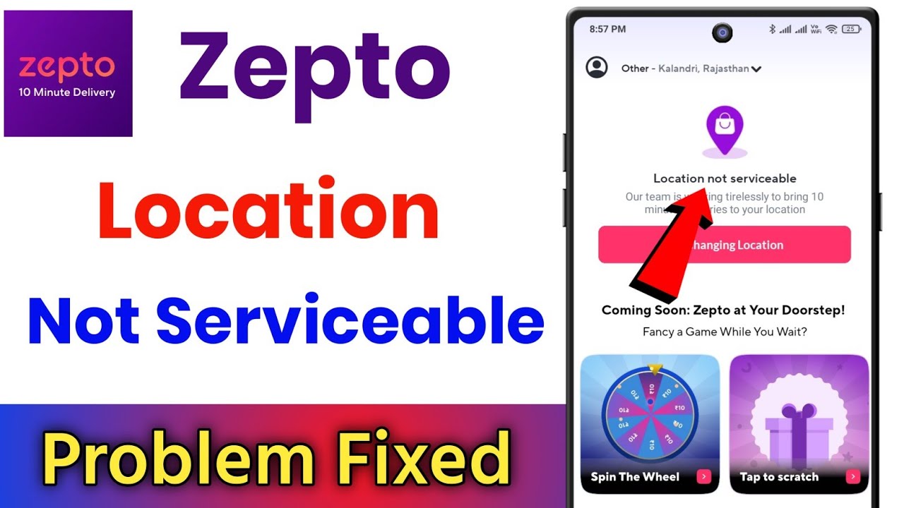 Zepto Location Not Serviceable Problem !! Zepto App Location Problem ...