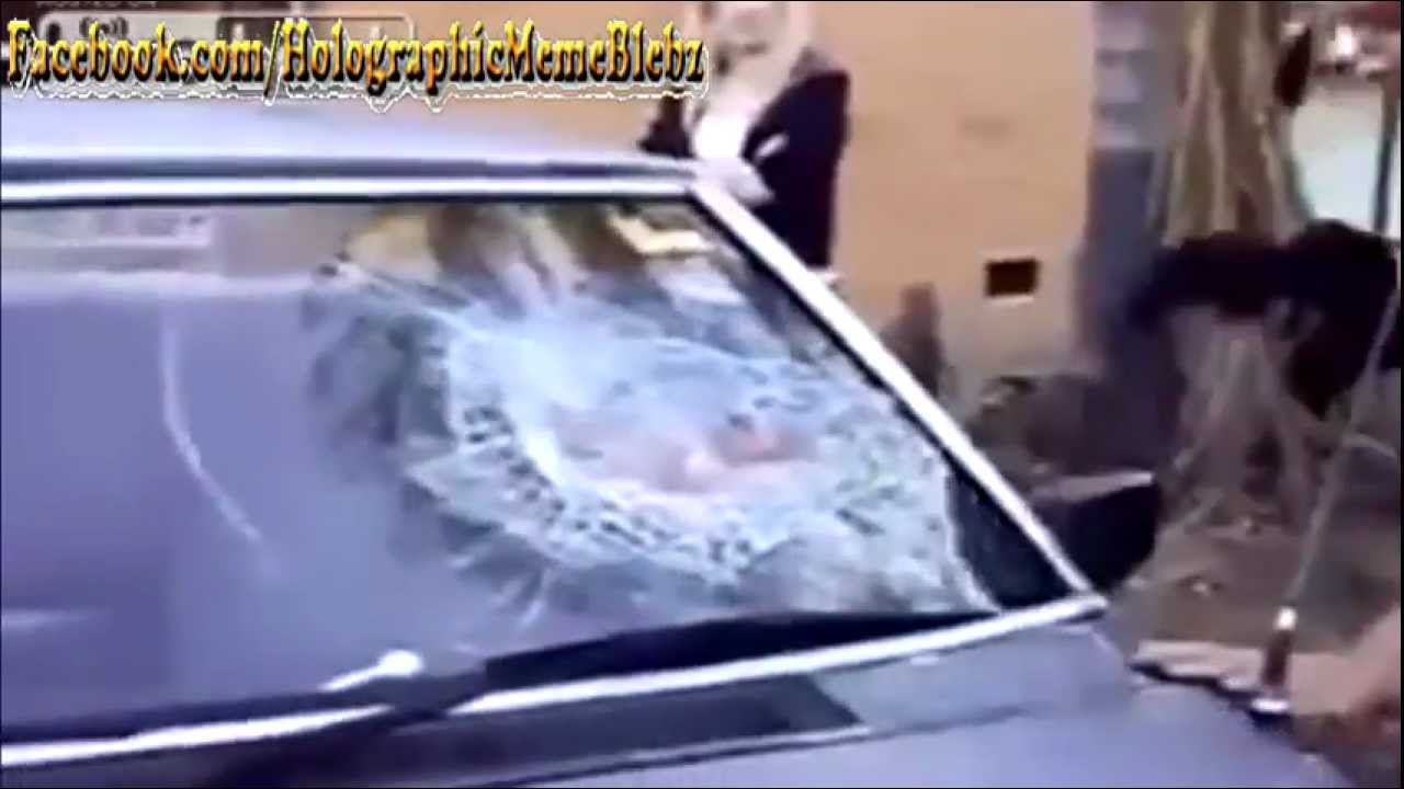 Dude Smash Windshield With His Head Redneck Bloke Crush Glass Hard ...