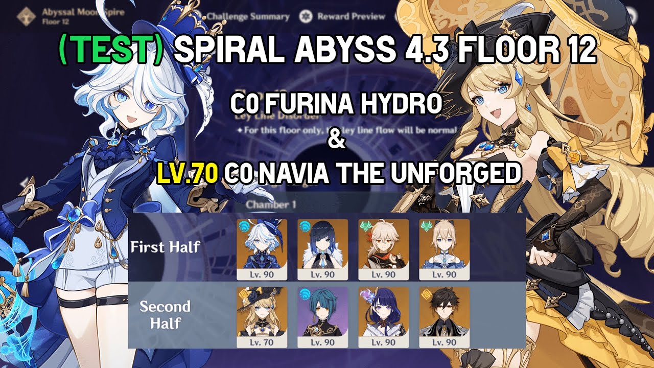 Lv.70 C0 Navia The Unforged can beat Spiral Abyss 12 & C0 Furina Hydro ...