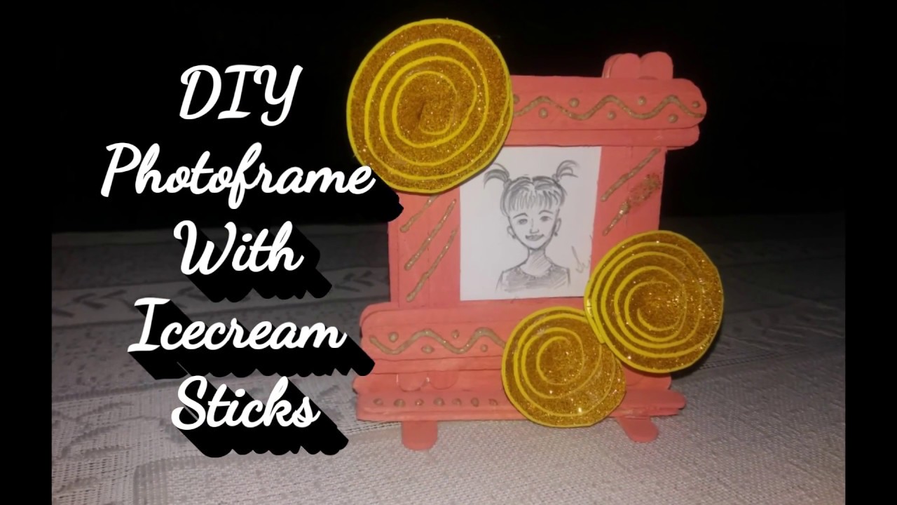 Photo frame With Ice-cream Sticks and Glitter Sheet | How to Make ...
