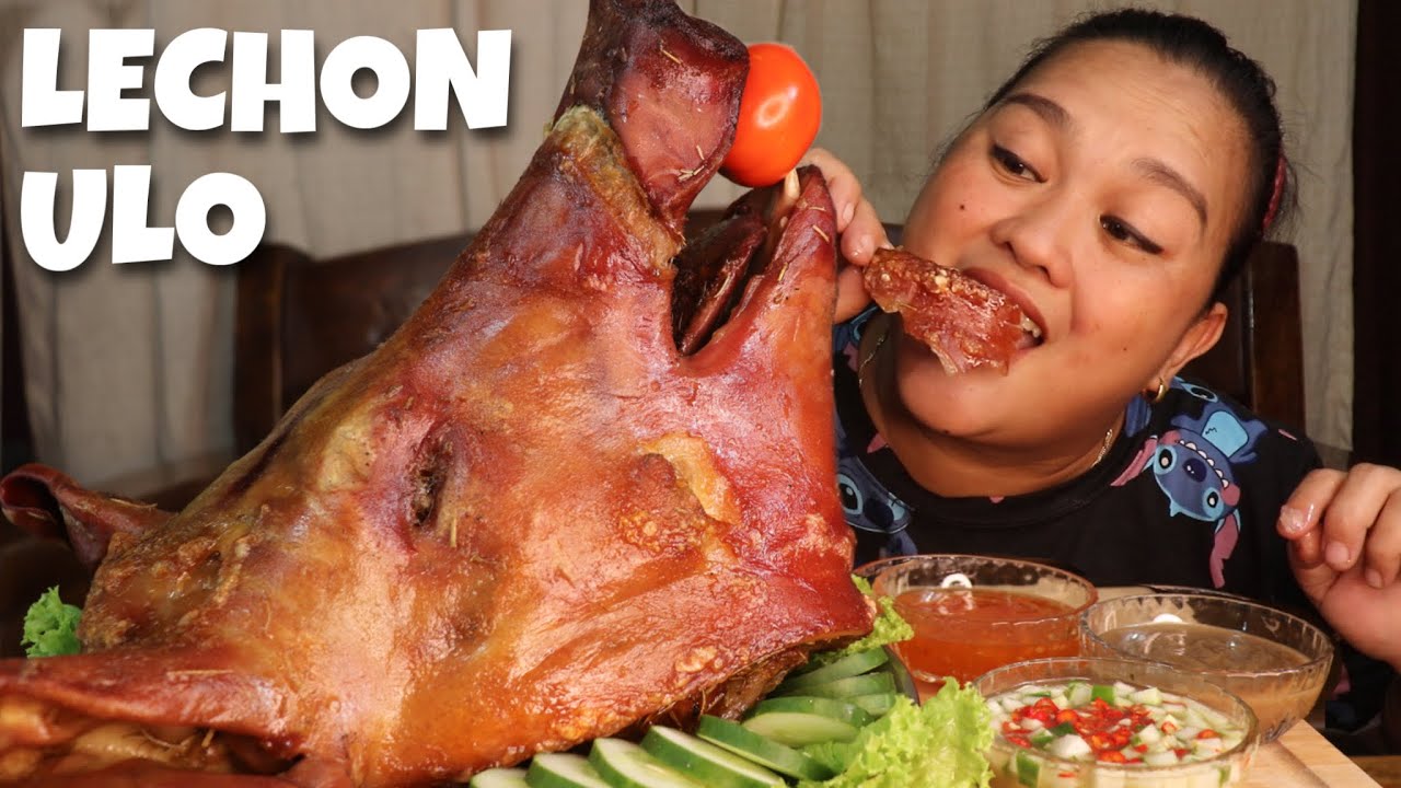 CRISPY LECHON ULO SA ULING / CHARCOAL ROASTED PIG HEAD! PINOY MUKBANG W ...