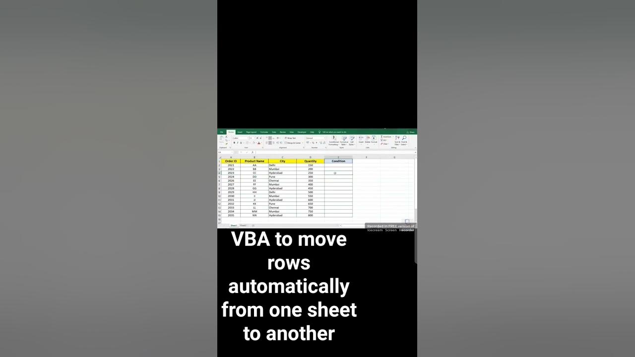 Vba To Move Rows Automatically From One Sheet To Another Full Video In