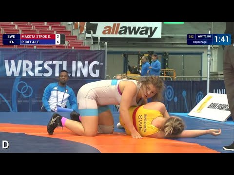 Repechage WW - 72 kg: D. MAKOTA STROE (SWE) df. E. PJOLLAJ (ITA) by VFA, 14-6