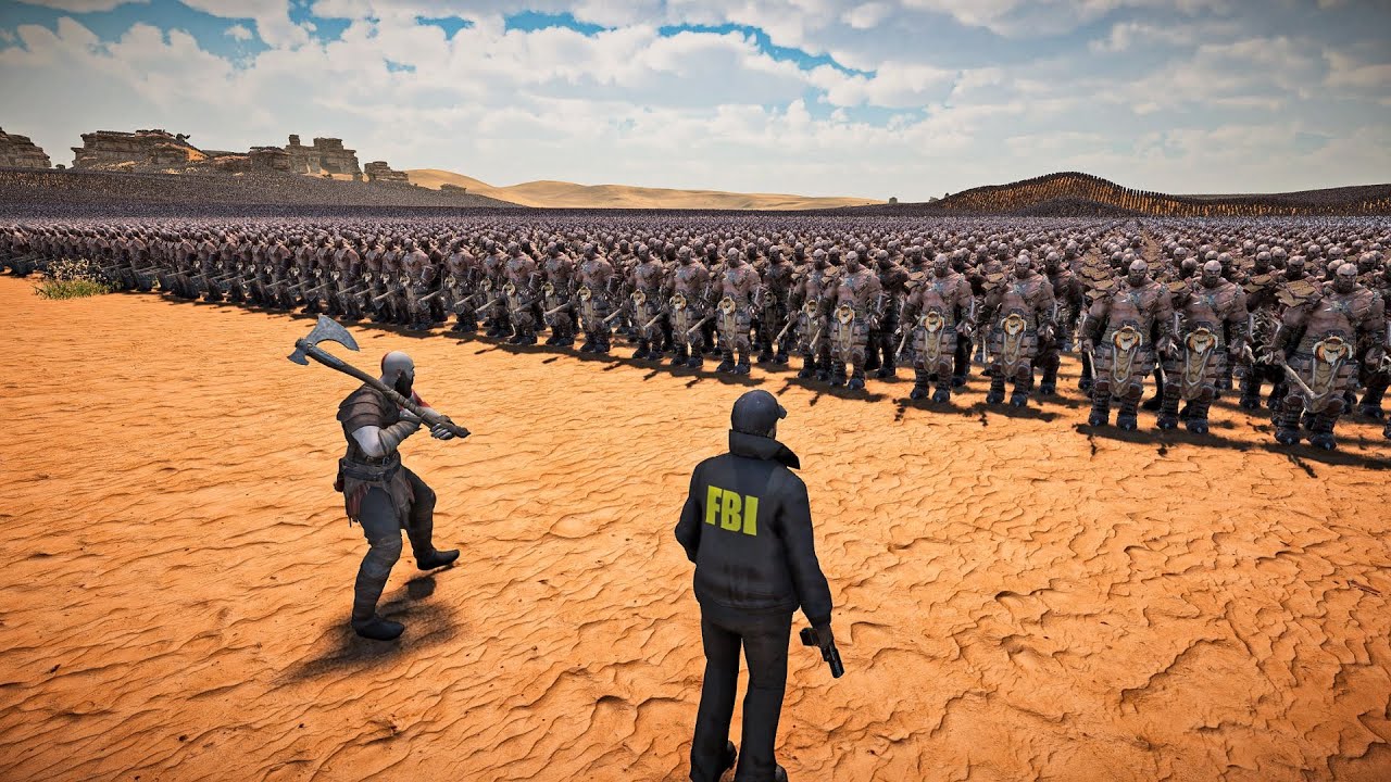 SUPER FBI AGENT & KRATOS VS 1,000,000 ORCS - Crazy Battle Simulator ...