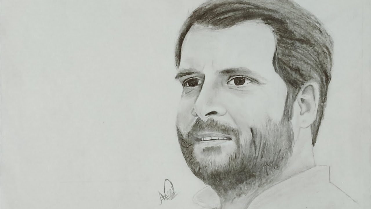 Rahul Gandhi sketch drawing || drawing tips by anees - YouTube