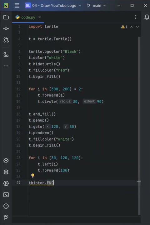 Python Turtle Tutorial Drawing The Youtube Logo Pythonturtle Python