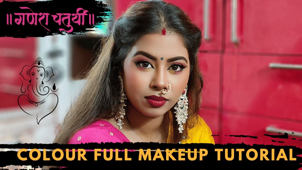 Colorful Indian Festive Makeup Tutorial for Beginners | Indian Girl ...