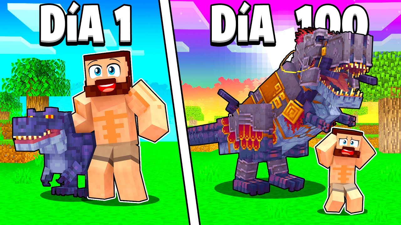 ¡SOBREVIVIENDO 100 DIAS en MINECRAFT HARDCORE con DINOSAURIOS de la ...