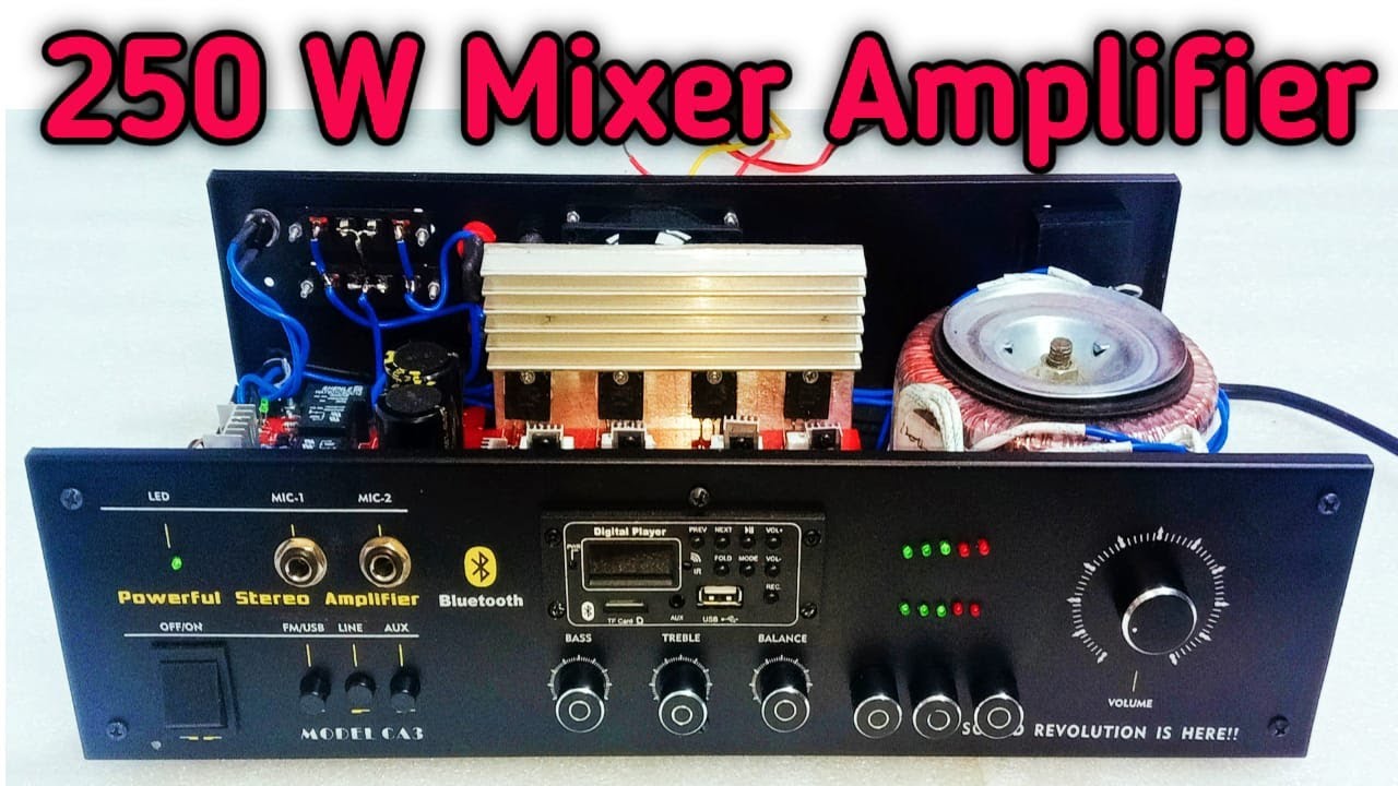 250 Watt Stereo Mixer Amplifier/250 watt amplifier/2 Mic Echo Delay ...