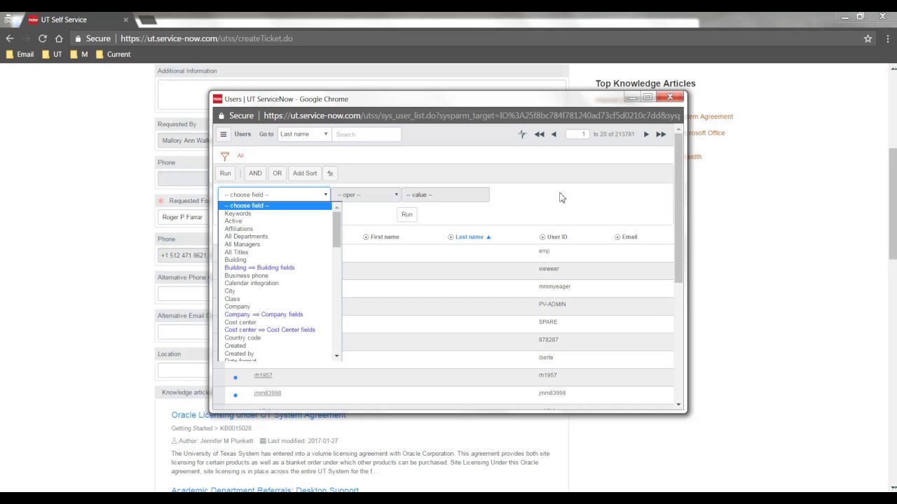 Self Service Submitting A Ticket In Ut Servicenow Youtube