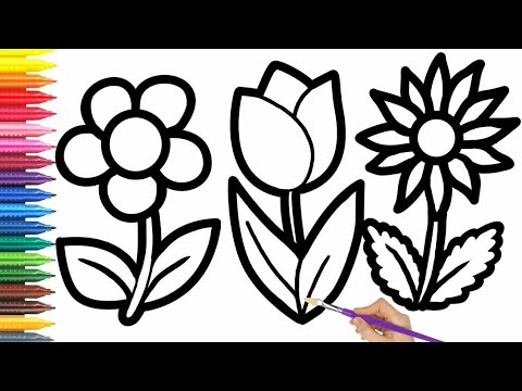 How to draw flowers/Gullar rasmini chizish - YouTube