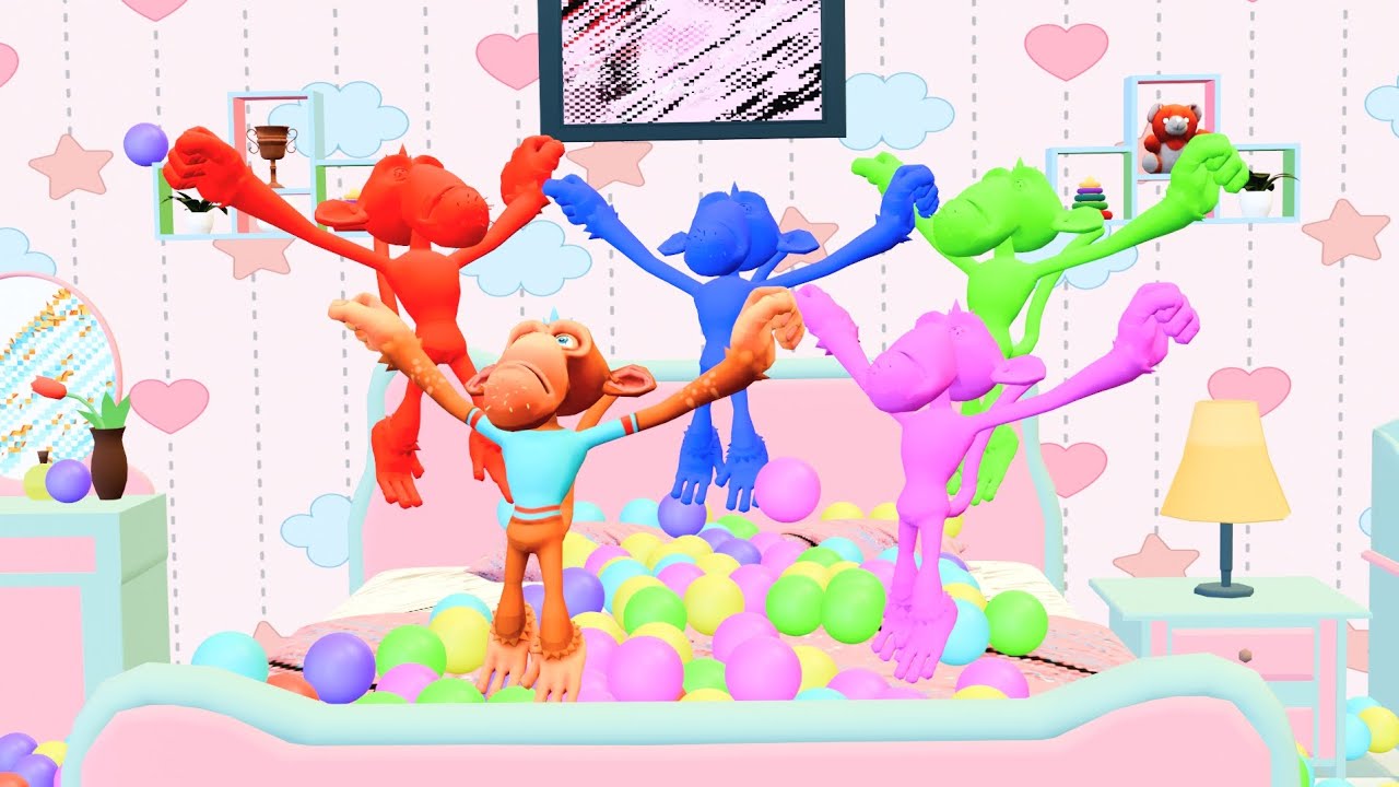 cocomelon Five Little Monkey Jumping On The Bed Rhymes || Kids Toddler ...