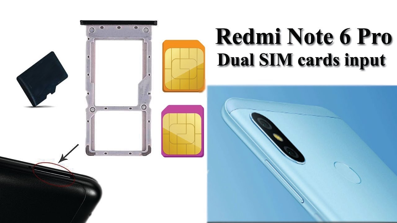 How to insert Dual SIM cards input SD card in Redmi Note 6 Pro | Dual ...