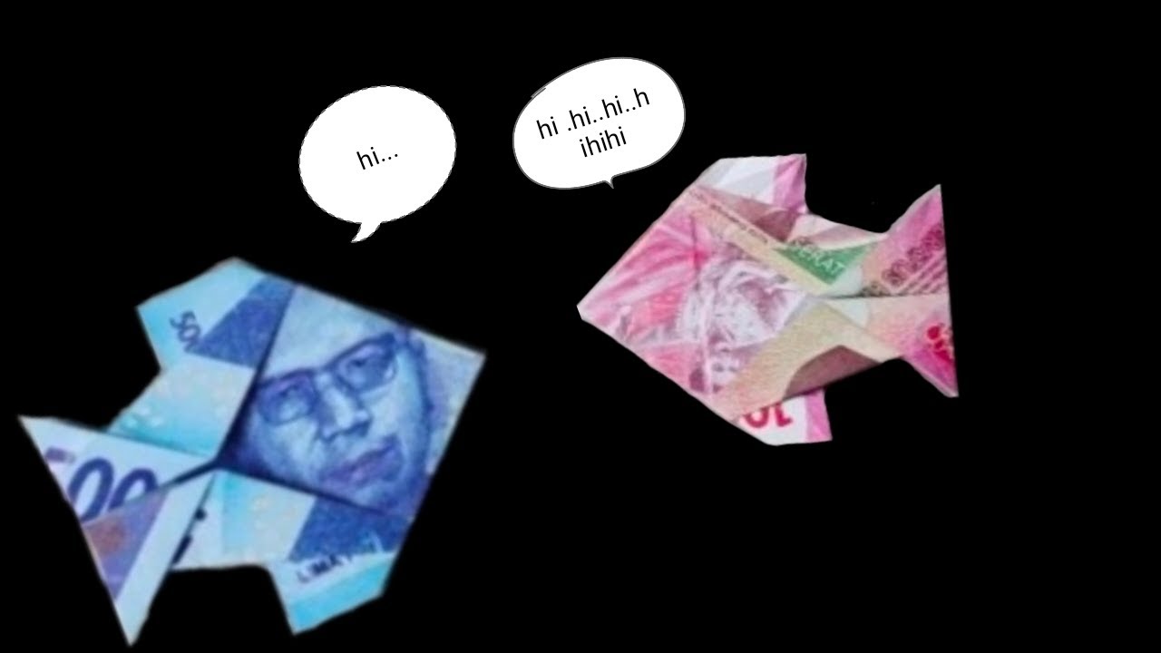 Cara membuat ikan origami - uang origami | ikan cantik uang origami ...