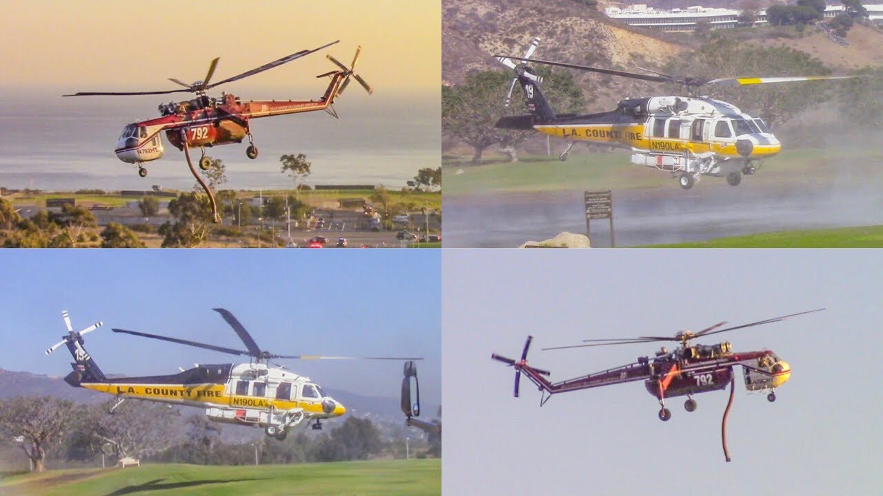 LACo.FD Copter 19, Helitank 792 & Super Scoopers - YouTube